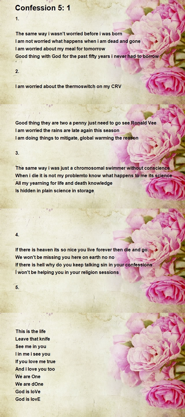 Confession 5: 1 Poem by Deluke Muwanigwa - Poem Hunter