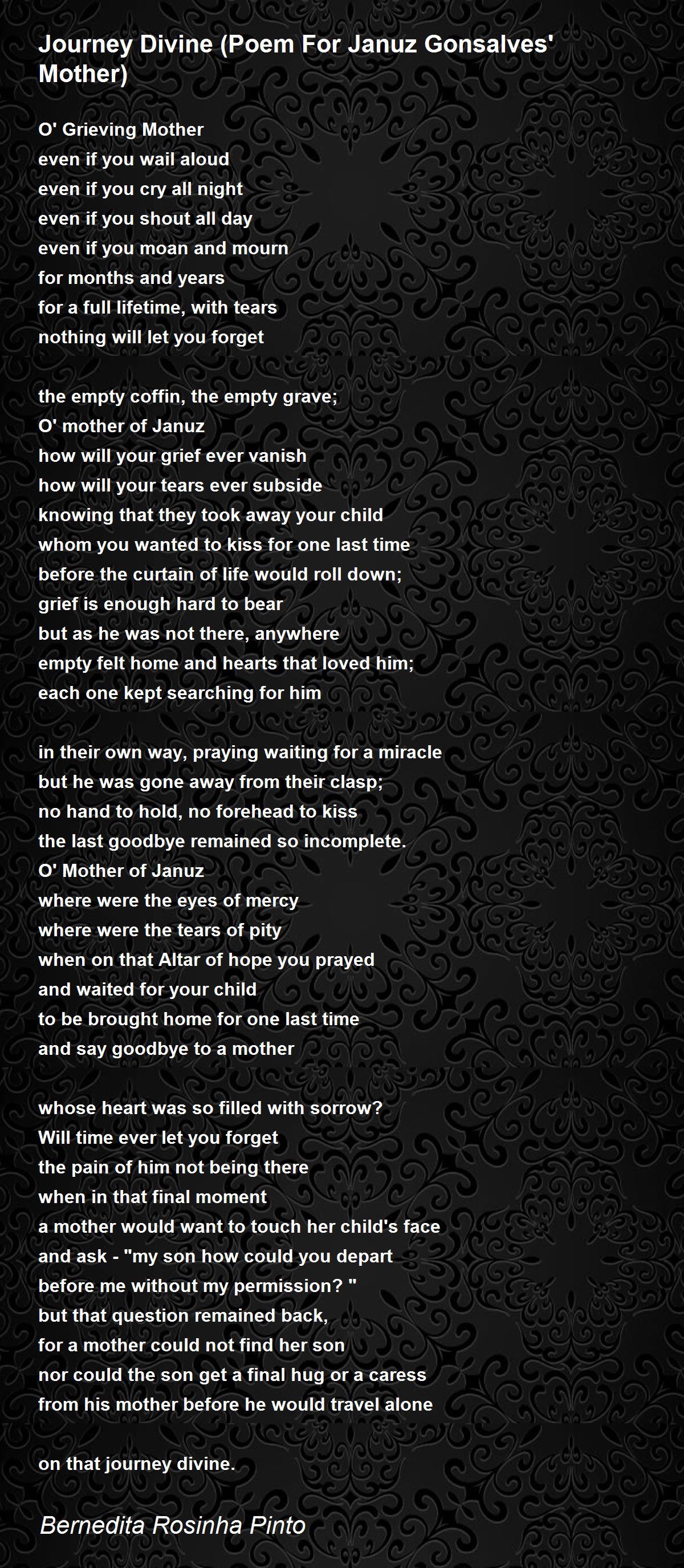 Journey Divine (Poem For Januz Gonsalves' Mother) - Journey Divine ...