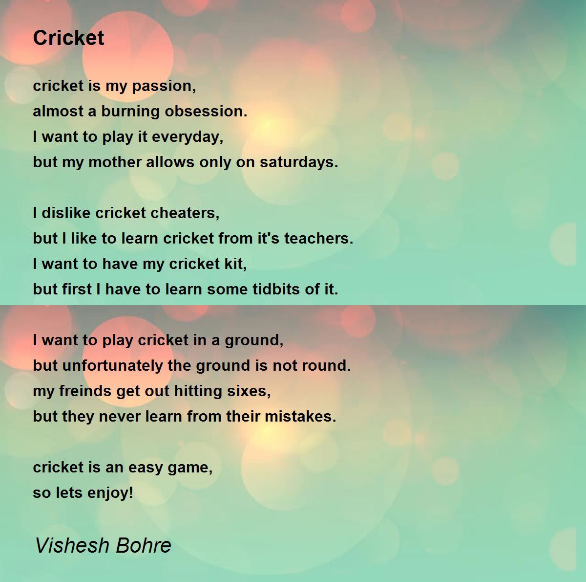 Cricket - Cricket Poem by Vishesh Bohre