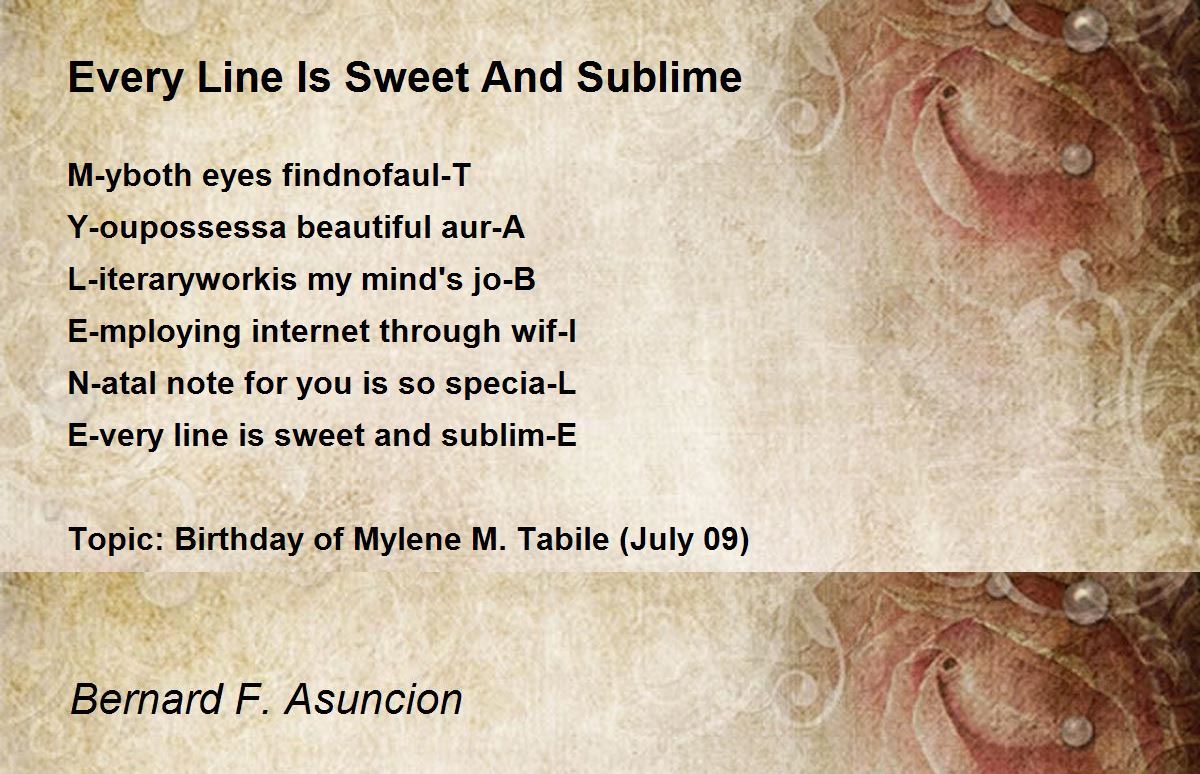Every Line Is Sweet And Sublime by Bernard F. Asuncion - Every Line Is ...
