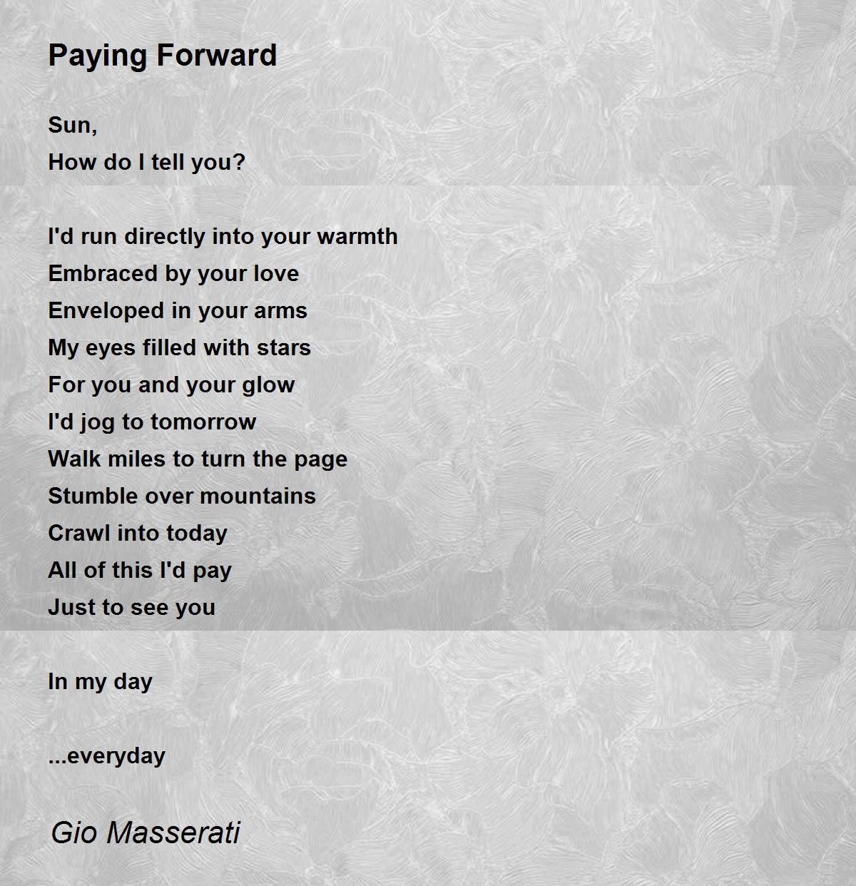 Pay It Forward Poems