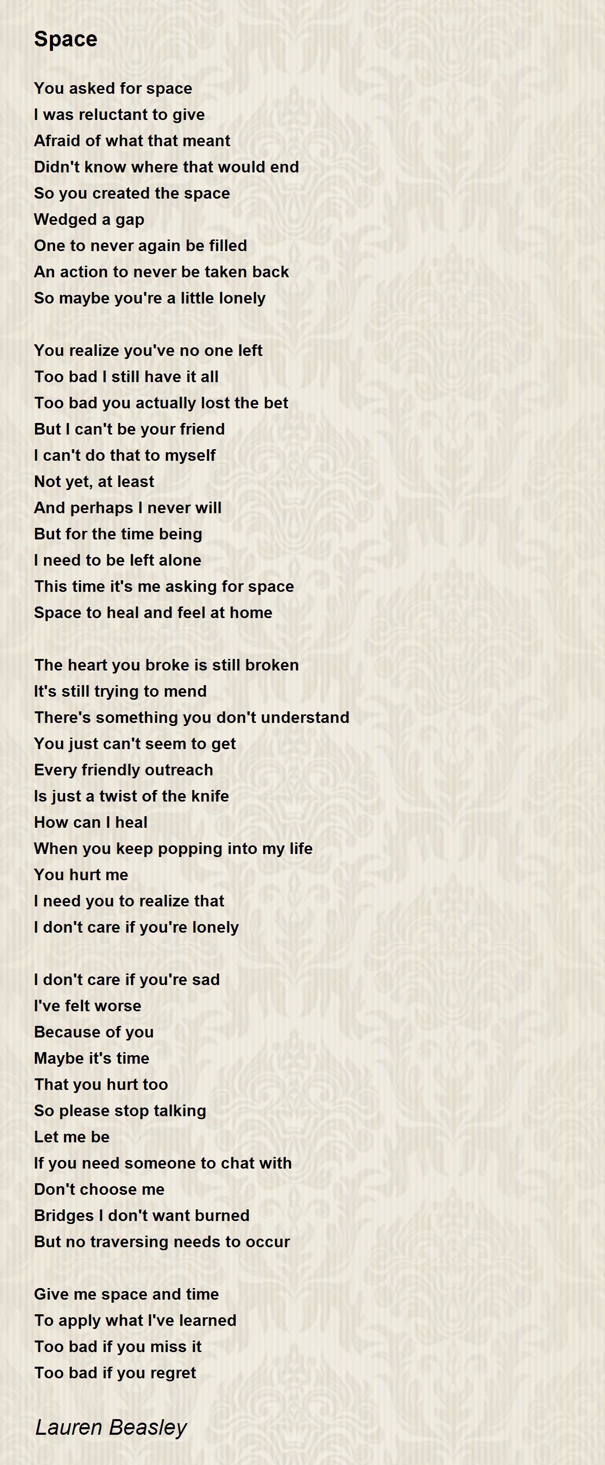 Space Poem by Lauren Beasley - Poem Hunter