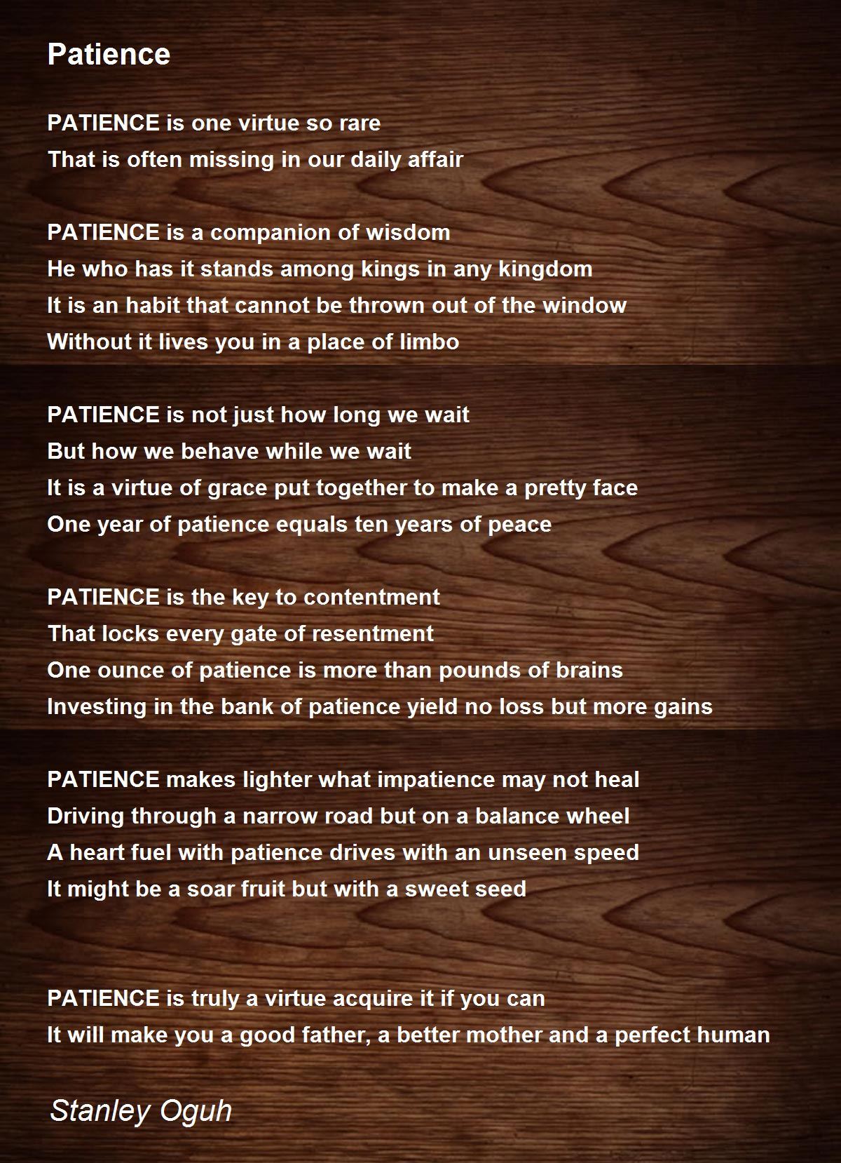 Patience Poems The Patient Poem