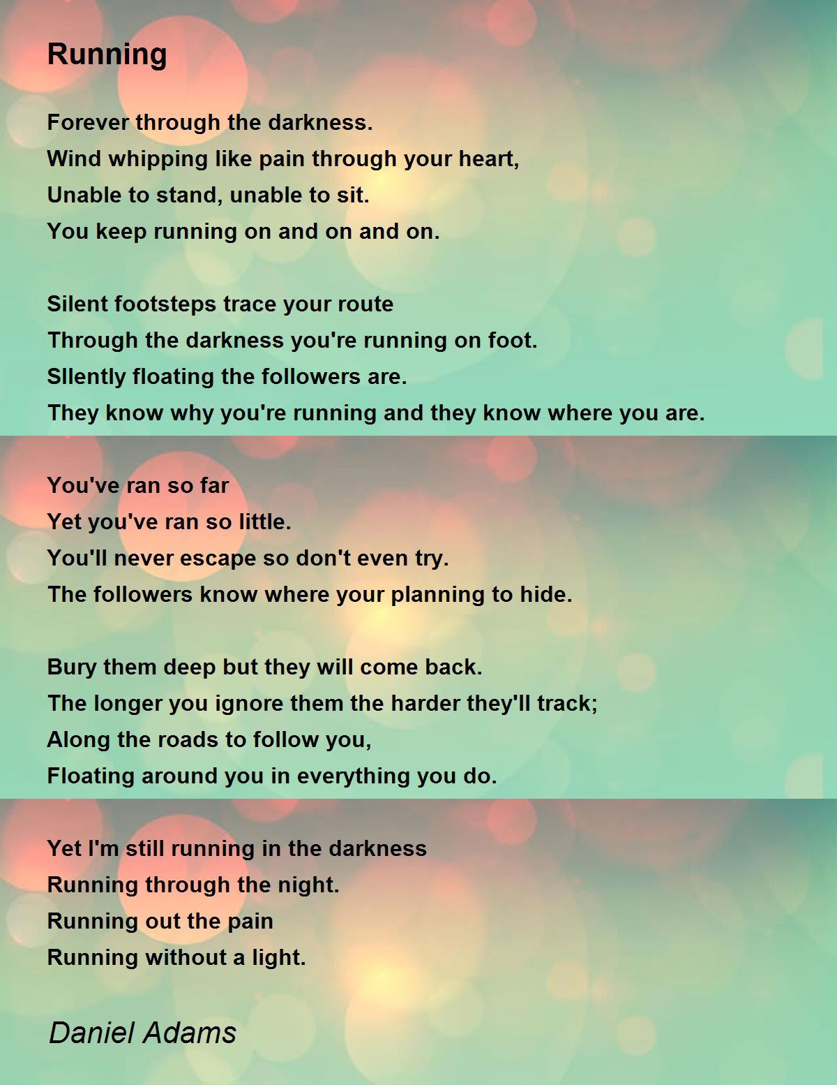 Running Poem by Daniel Adams - Poem Hunter