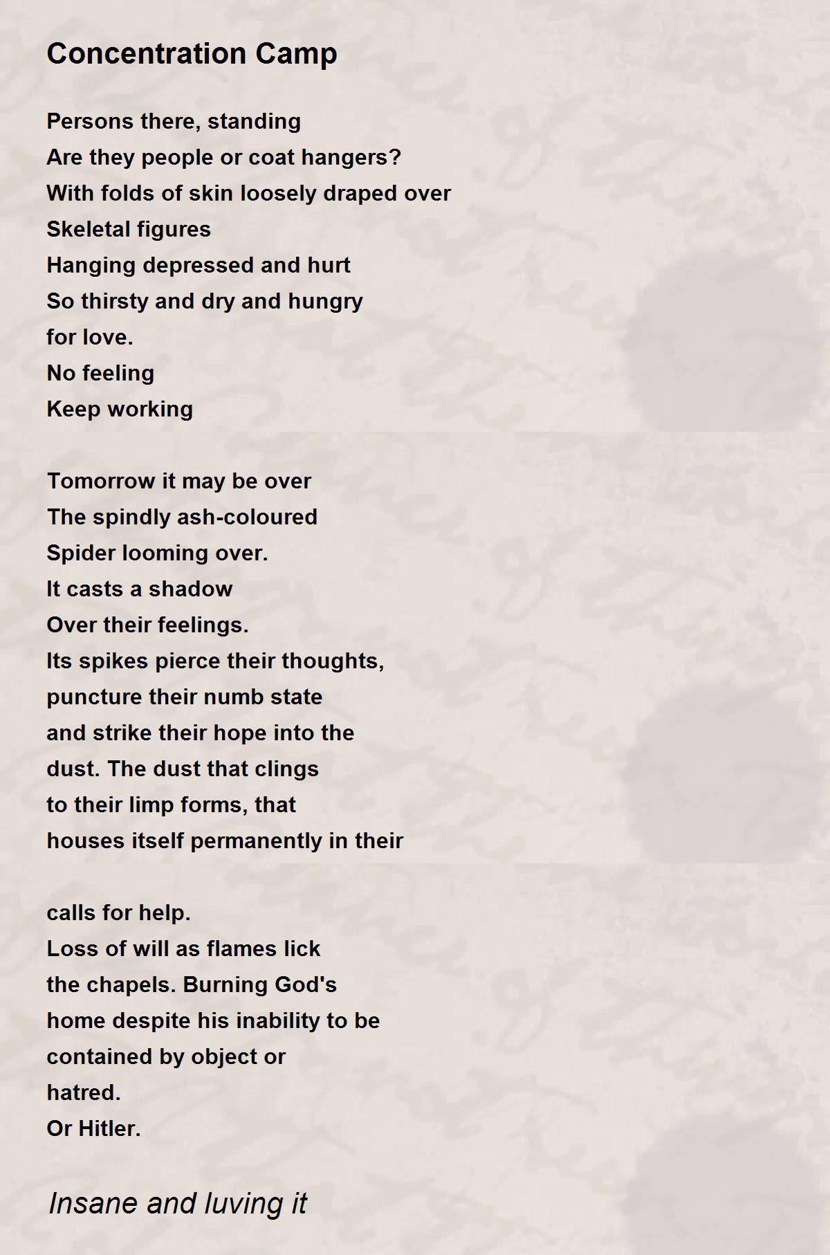 Concentration Camp by Insane and luving it - Concentration Camp Poem