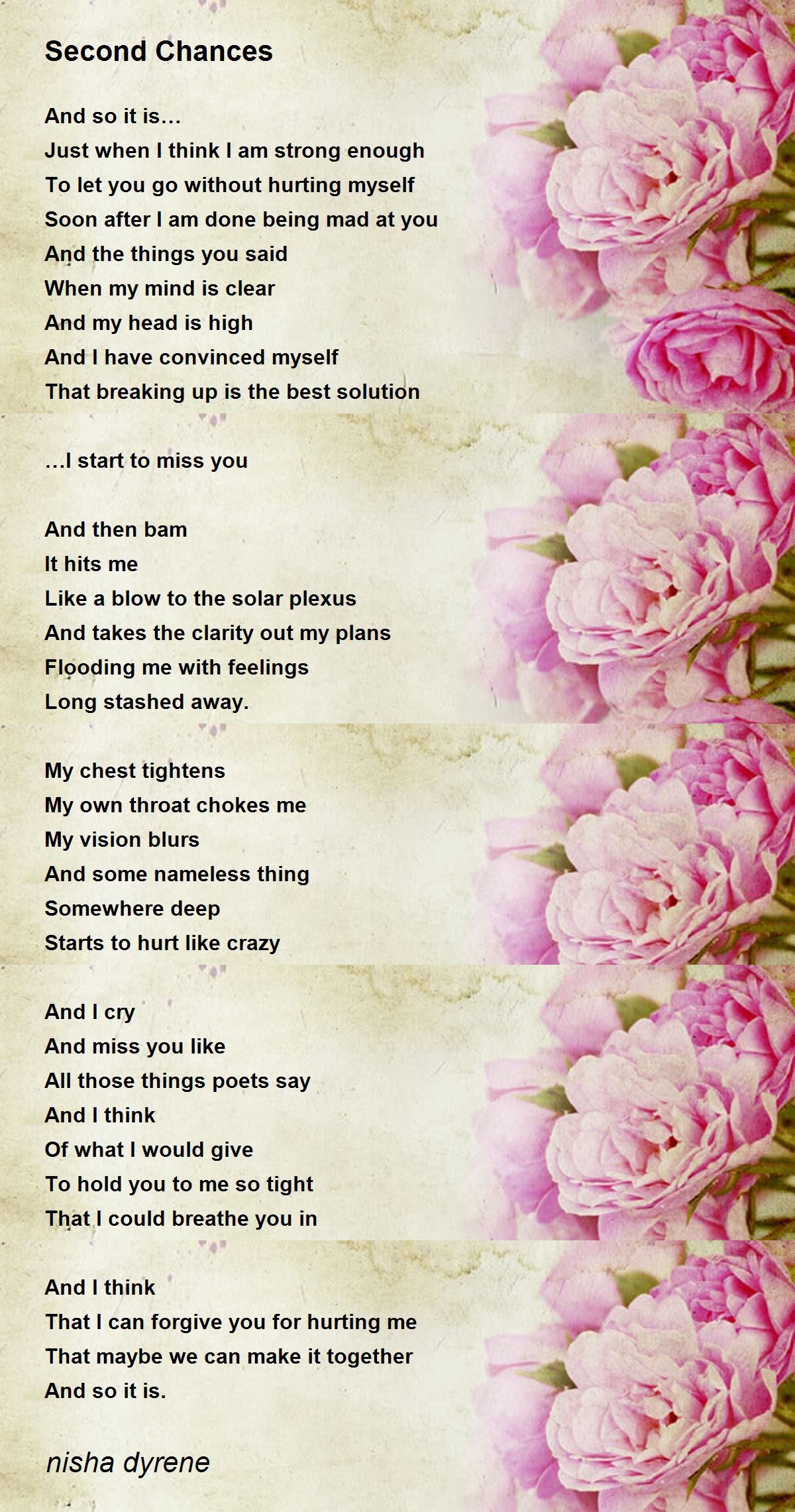 Second Chances - Second Chances Poem by nisha dyrene