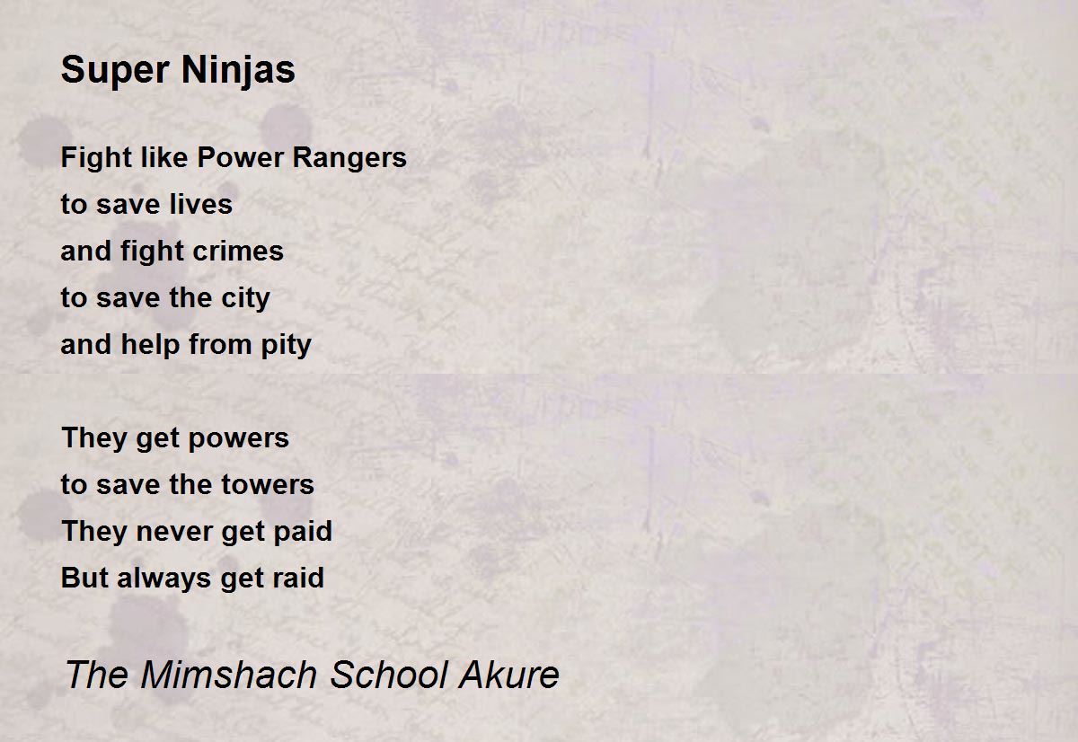 Super Ninjas by The Mimshach School Akure - Super Ninjas Poem