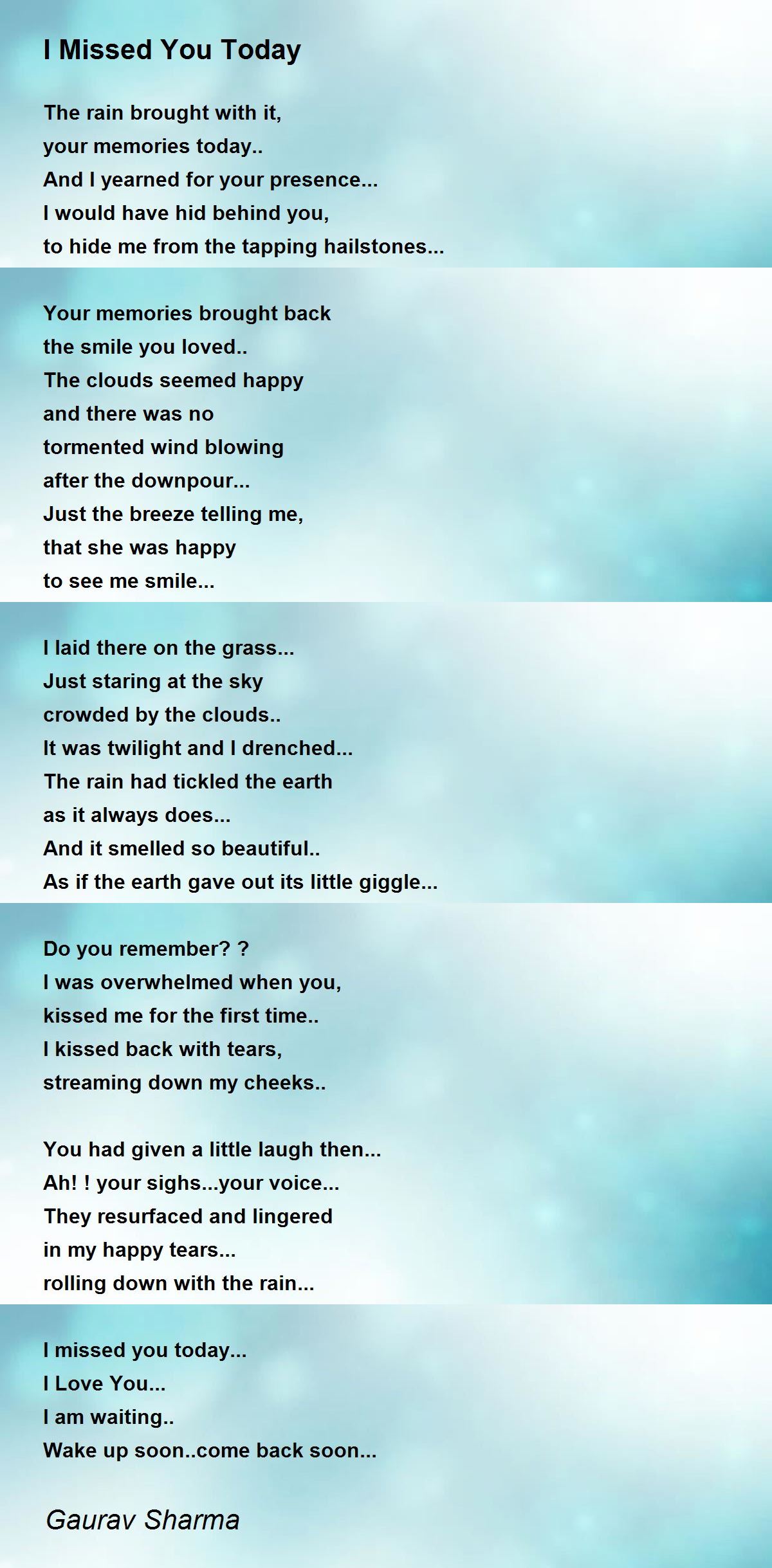 I Missed You Today - I Missed You Today Poem by Gaurav Sharma