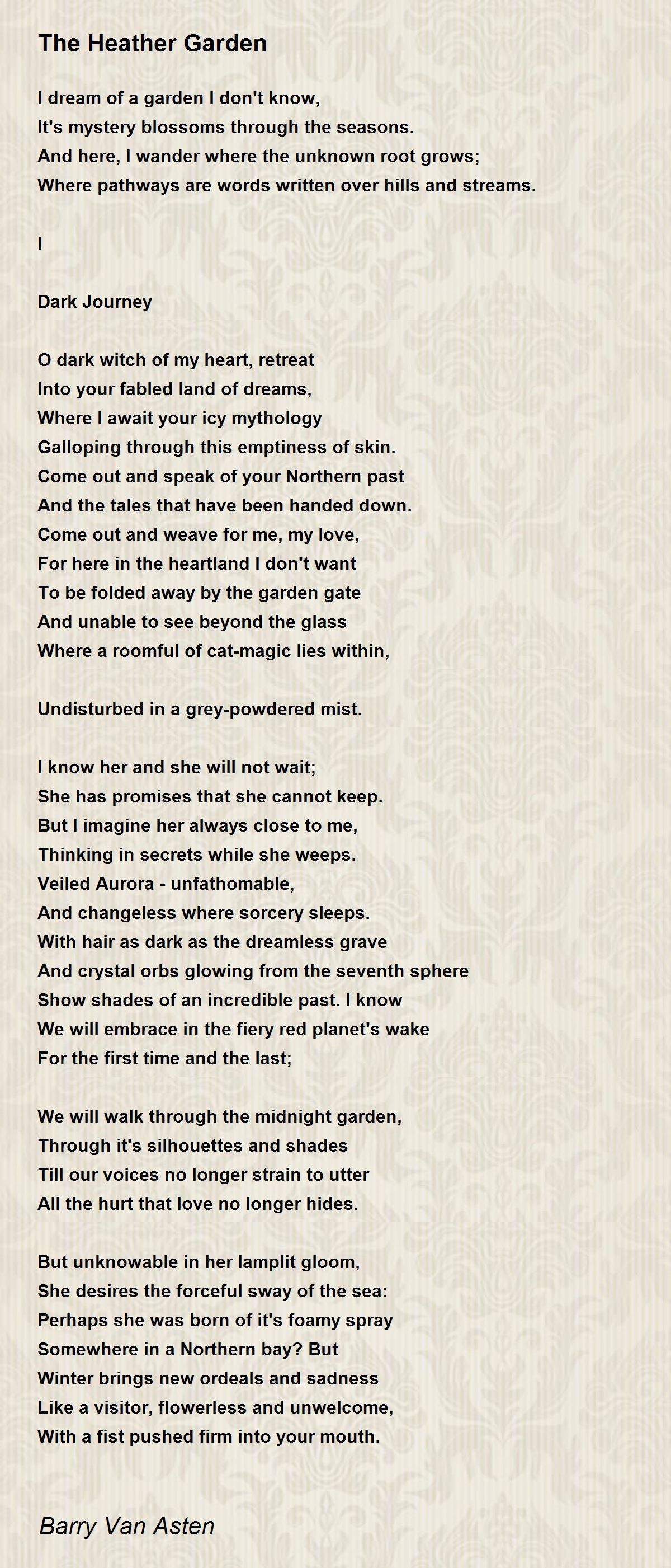 The Heather Garden by Barry Van Asten - The Heather Garden Poem