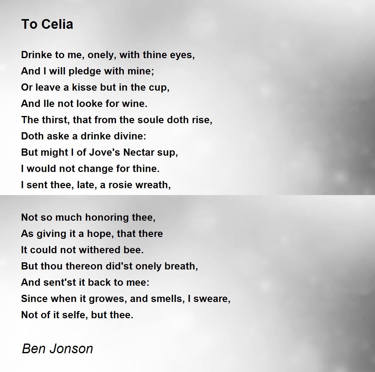 To Celia Poem by Ben Jonson - Poem Hunter