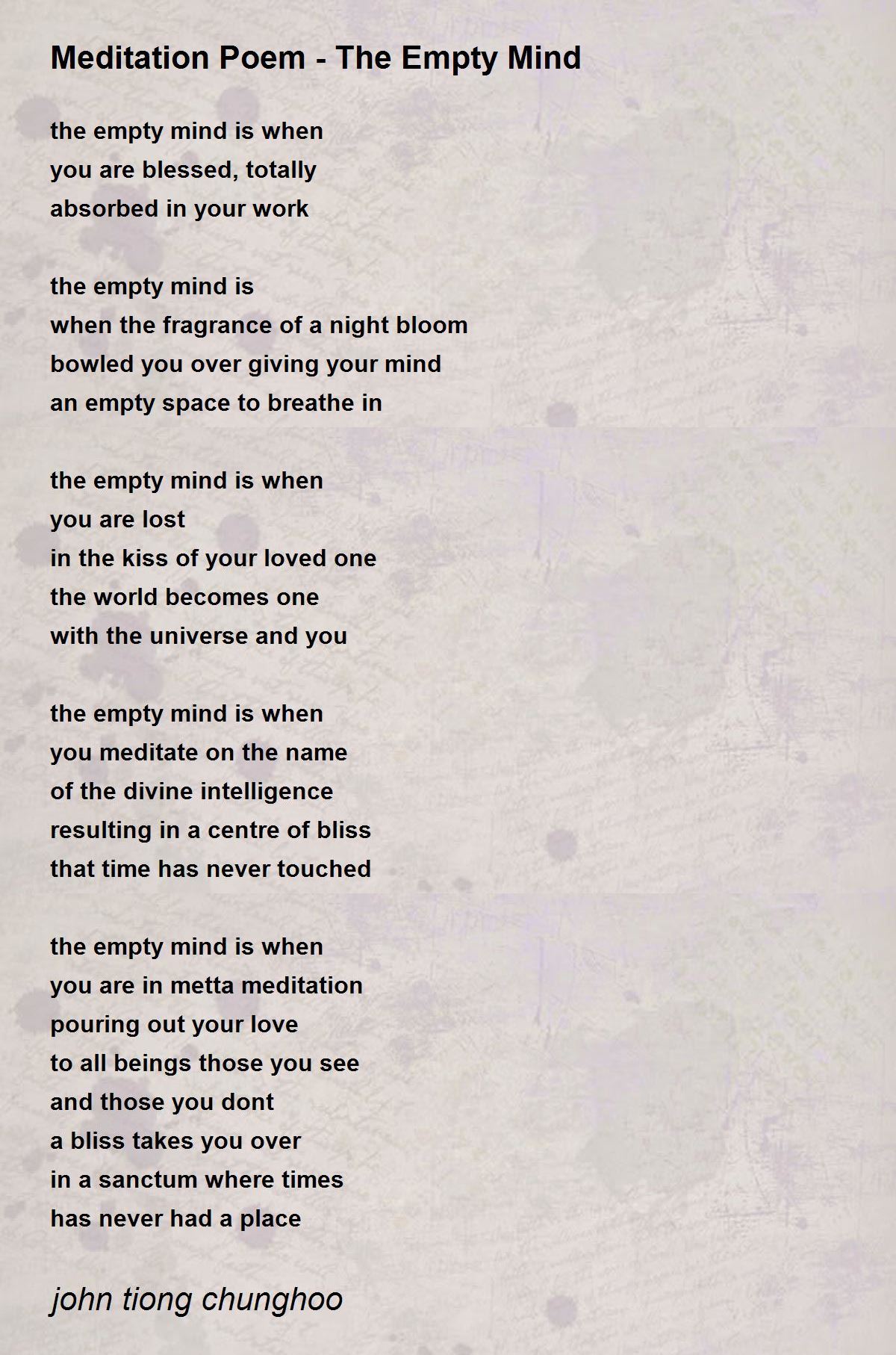 Meditation Poem - The Empty Mind by john tiong chunghoo - Meditation ...