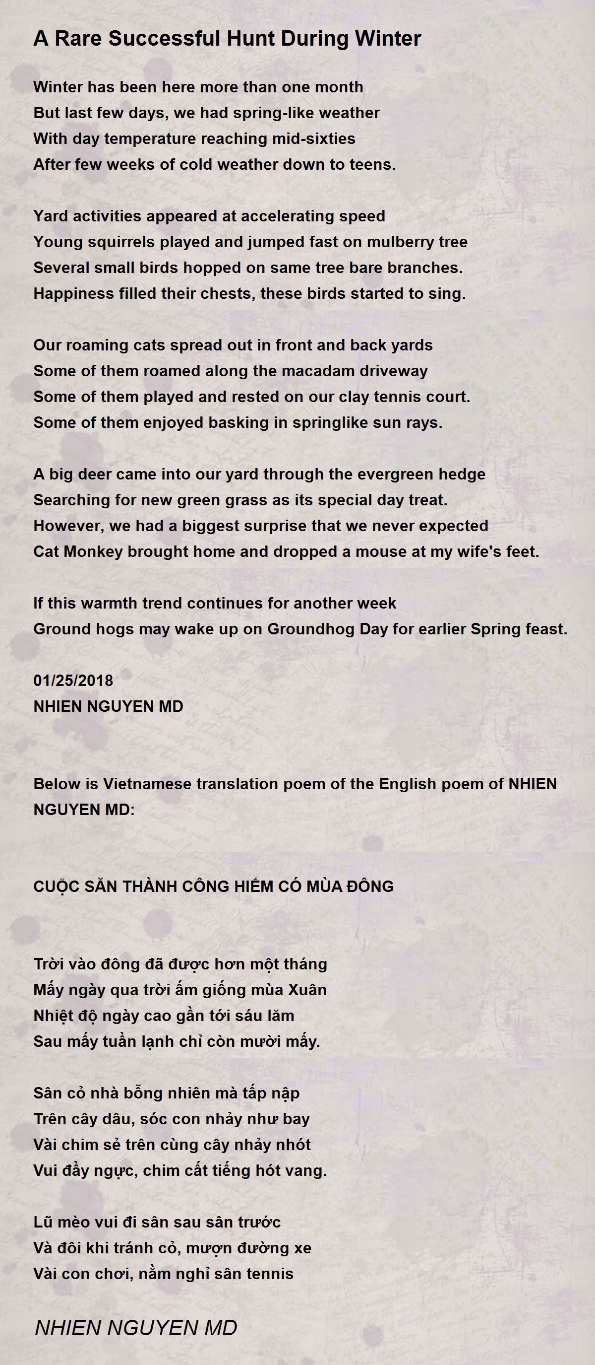 A Rare Successful Hunt During Winter - A Rare Successful Hunt During ...