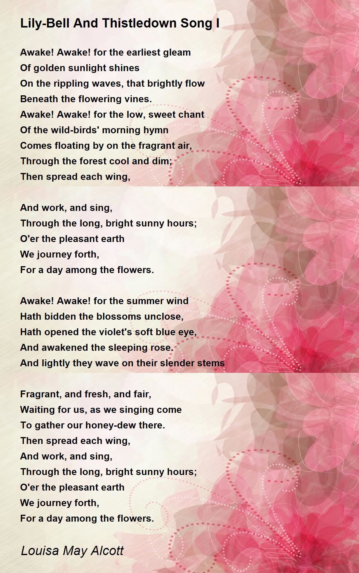 Lily-Bell And Thistledown Song I Poem by Louisa May Alcott - Poem Hunter
