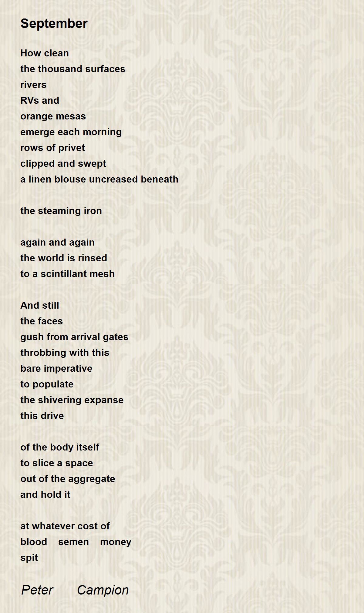 September Poem by Peter Campion - Poem Hunter