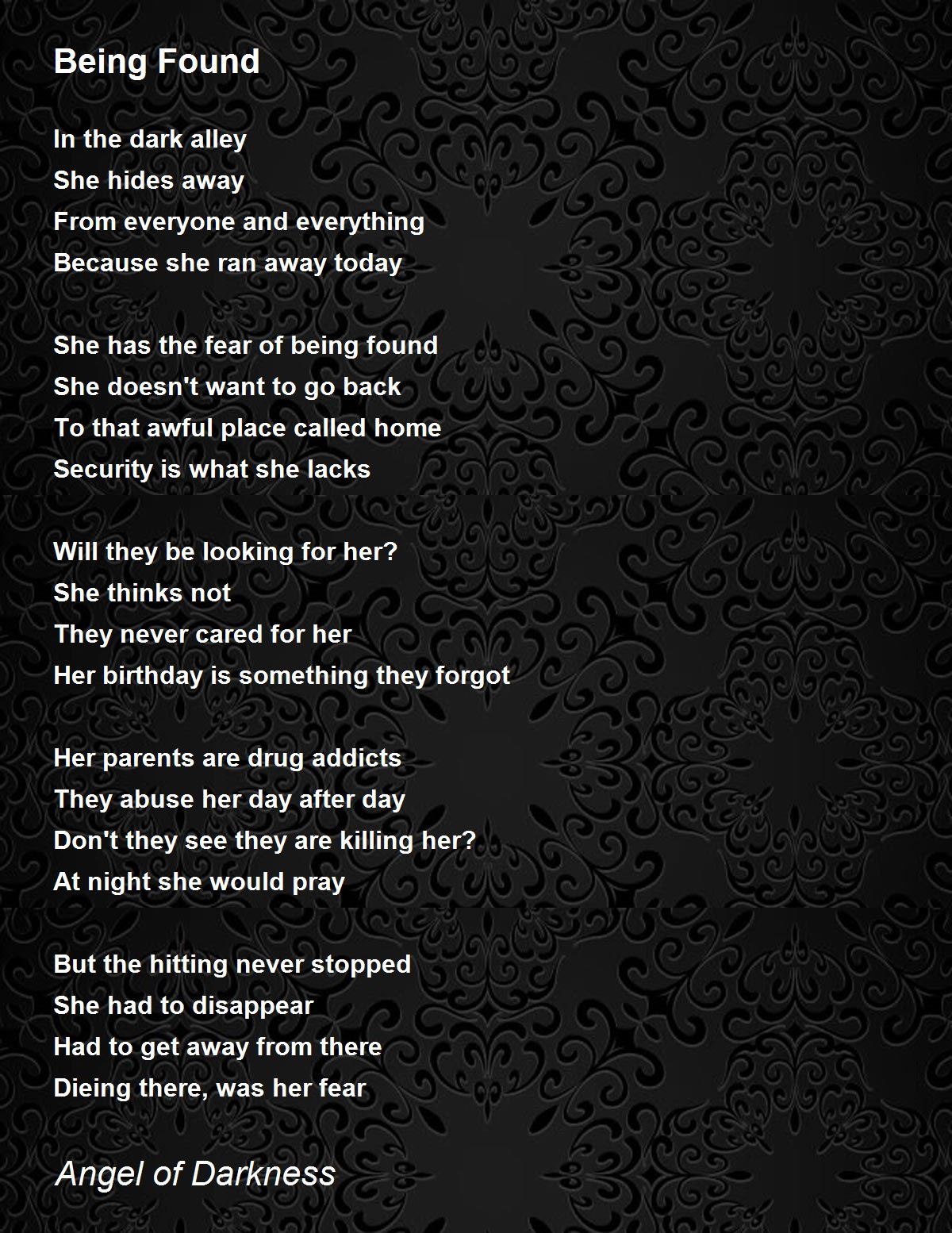 Being Found Poem by Angel of Darkness - Poem Hunter