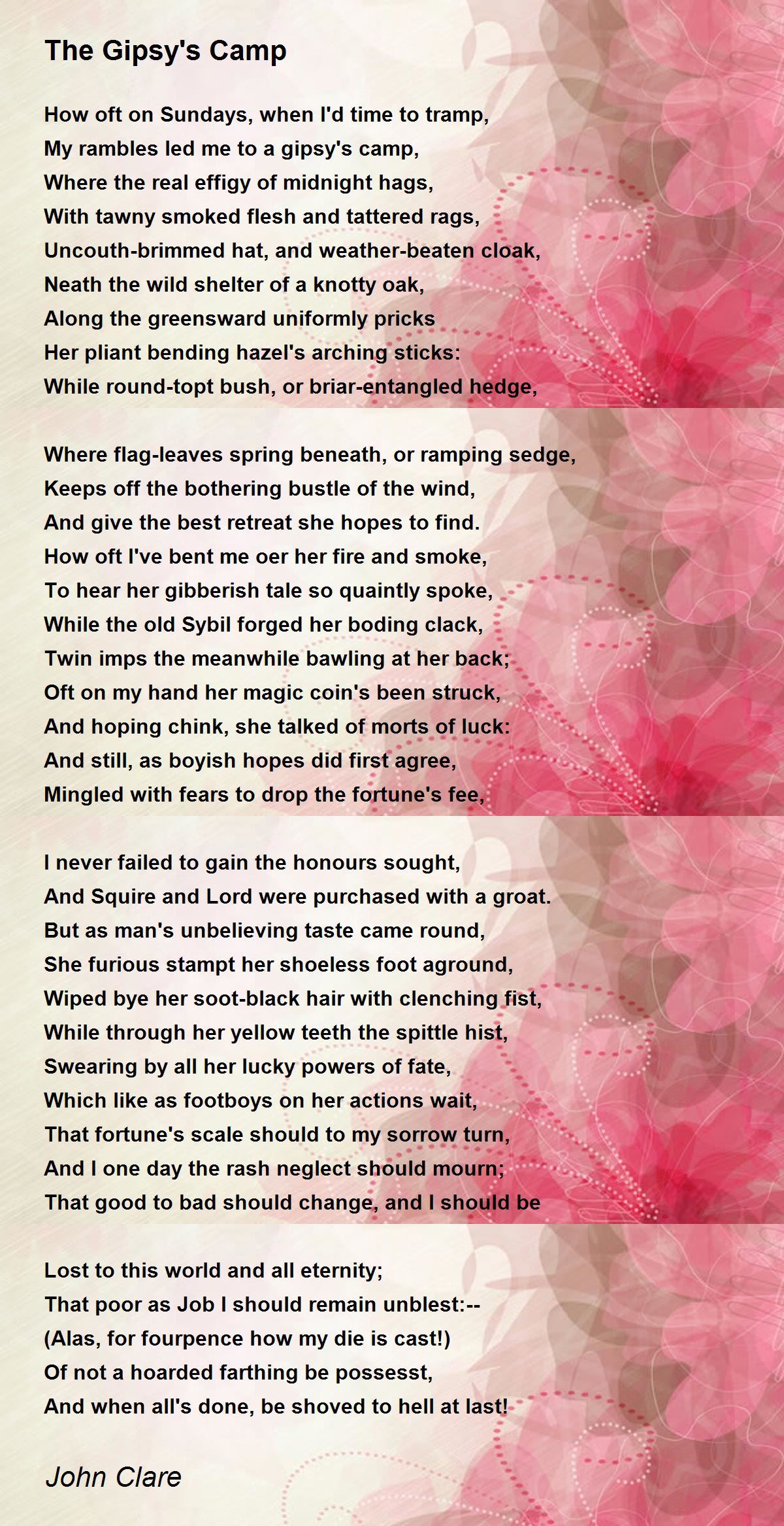 The Gipsy's Camp Poem by John Clare - Poem Hunter