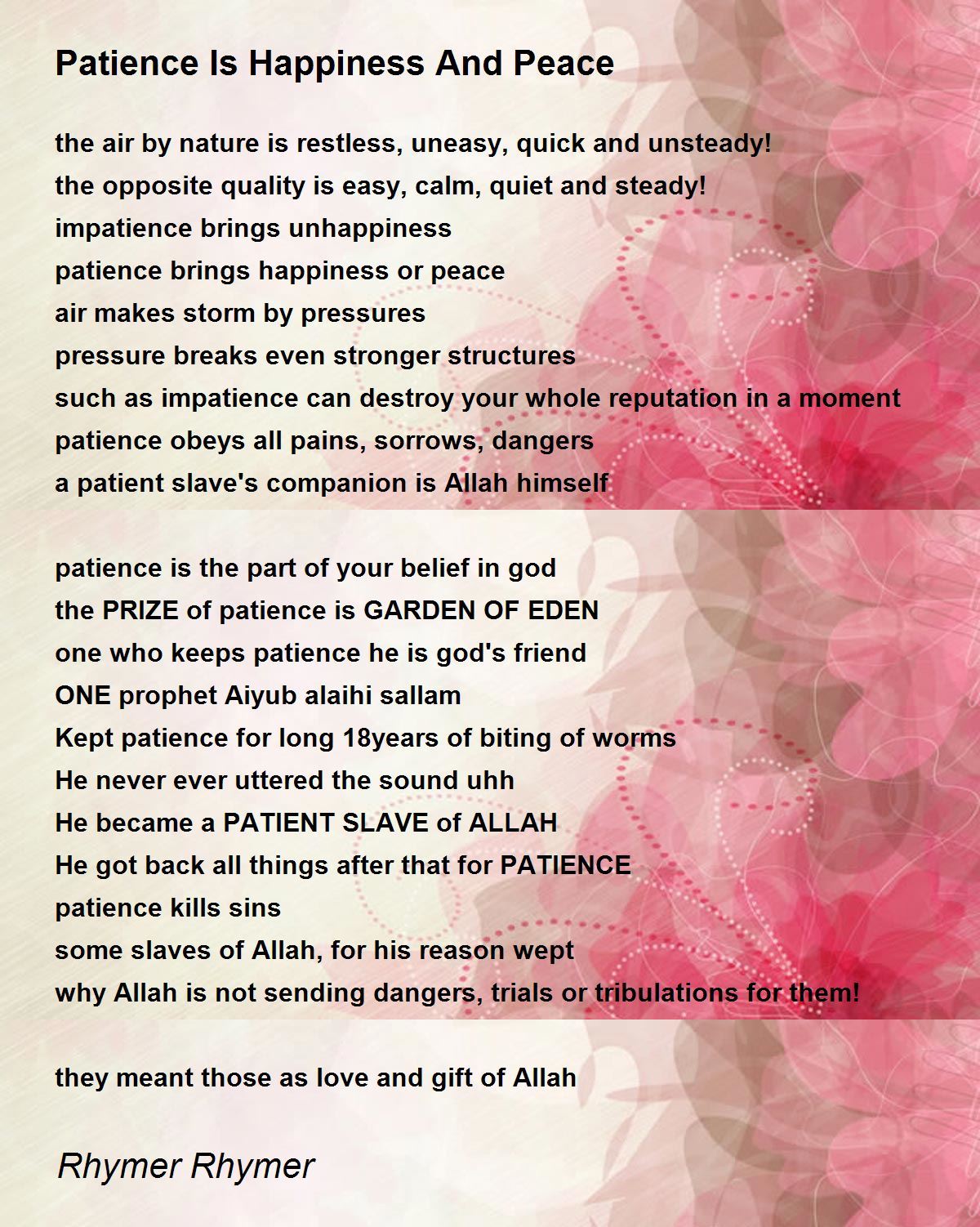 Patience Poems The Patient Poem