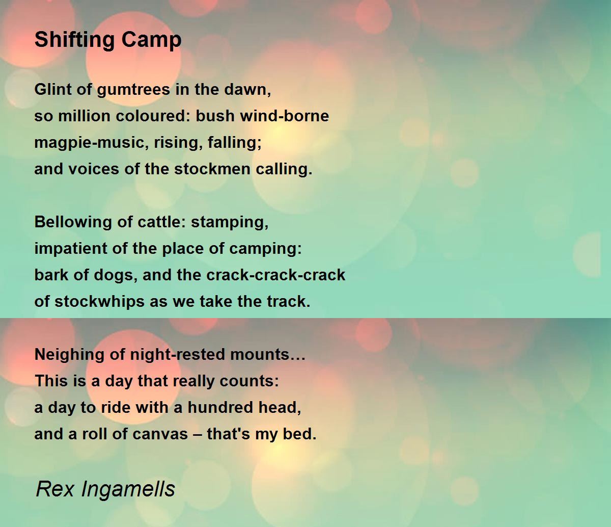 Shifting Camp Poem by Rex Ingamells - Poem Hunter