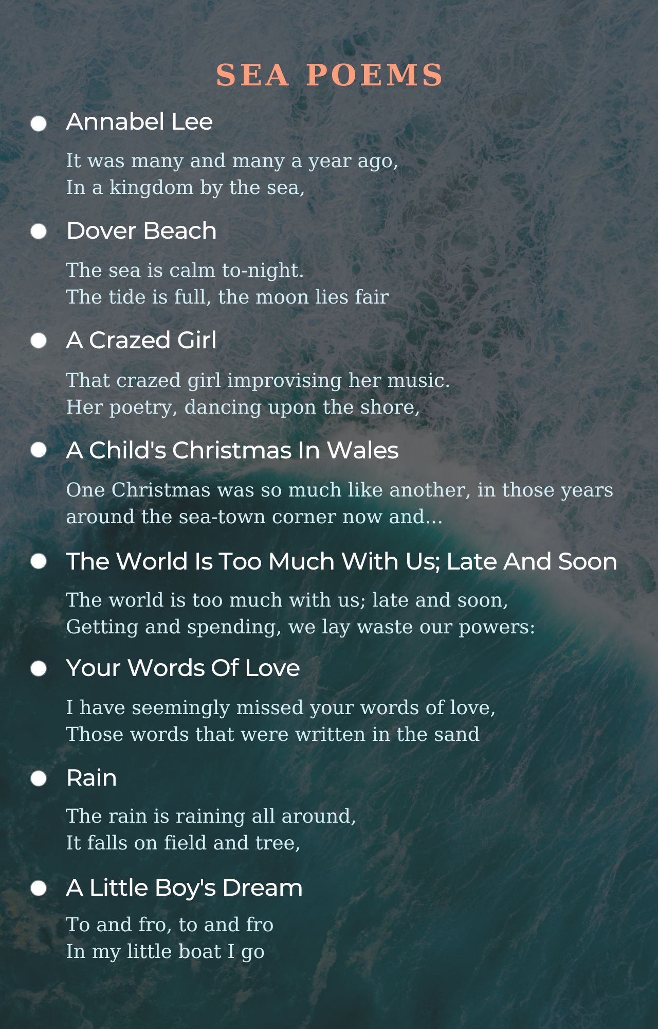 Sea Poems Best Poems For Sea